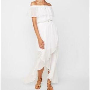 Express | Dresses | Nwt Express Off The Shoulder White Maxi Dress ...